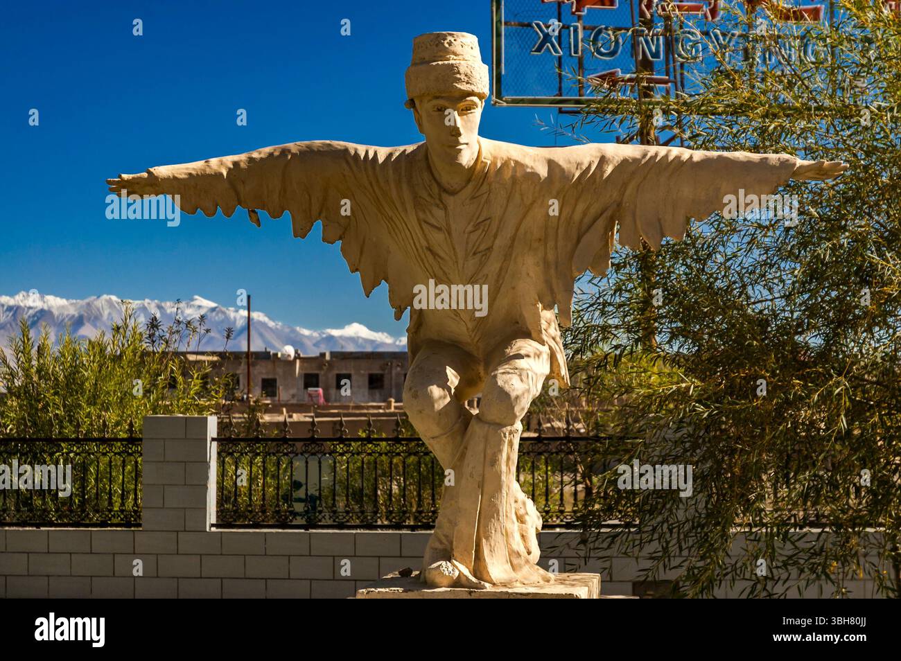 A statue capturing the Tajik's famous eagle dance as done by the people ...