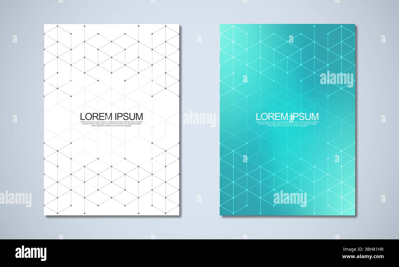 Abstract geometric covers and brochures with isometric vector blocks ...