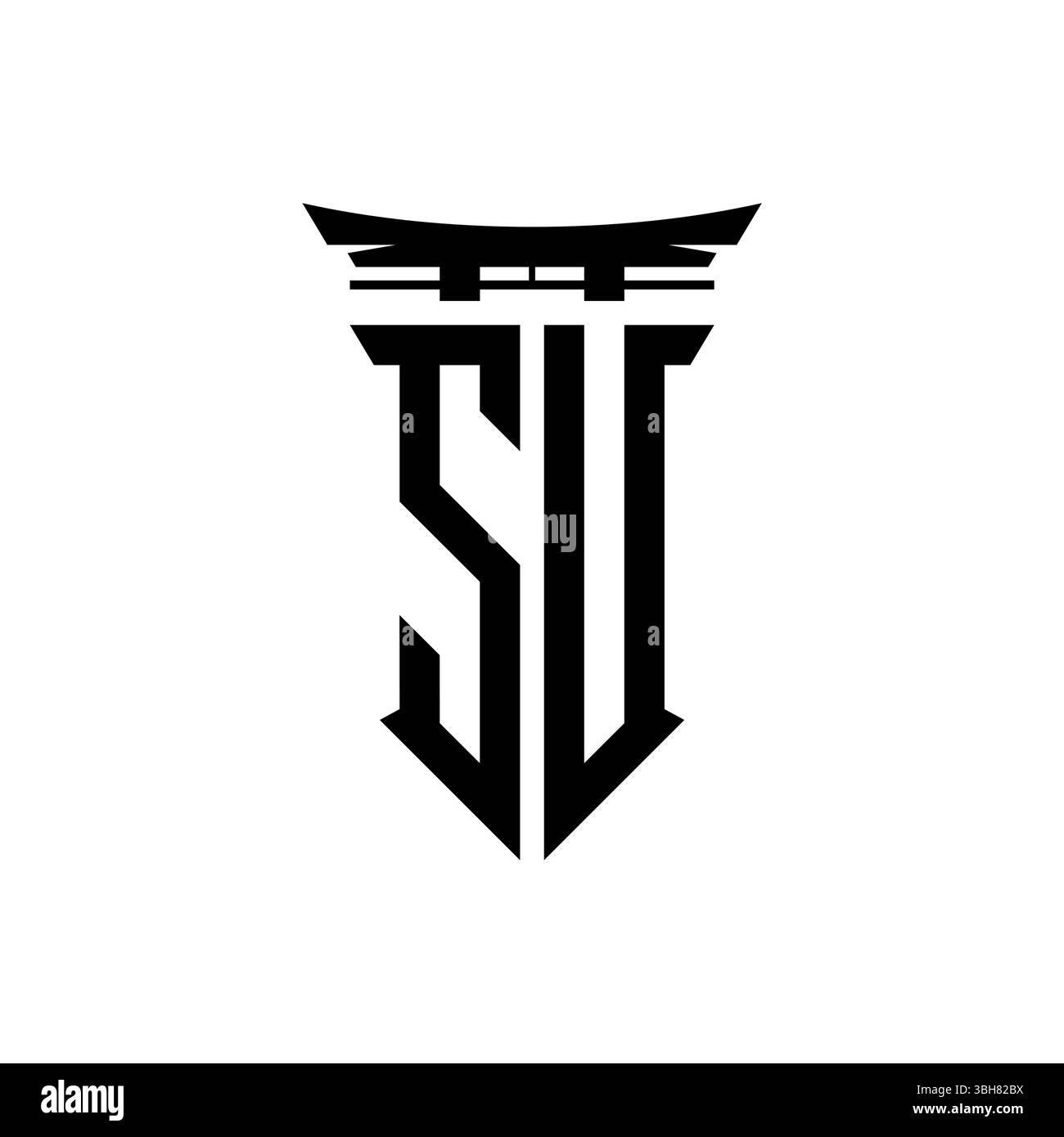 Logo initial monogram with geometric modern Torii Gate Japanese style ...