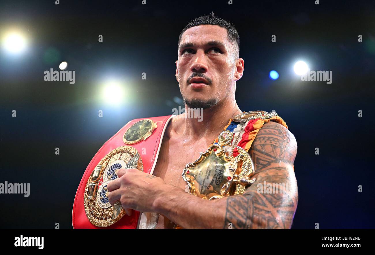 Australian Jai Opetaia following his win over Claudio Squeo of Italy in ...