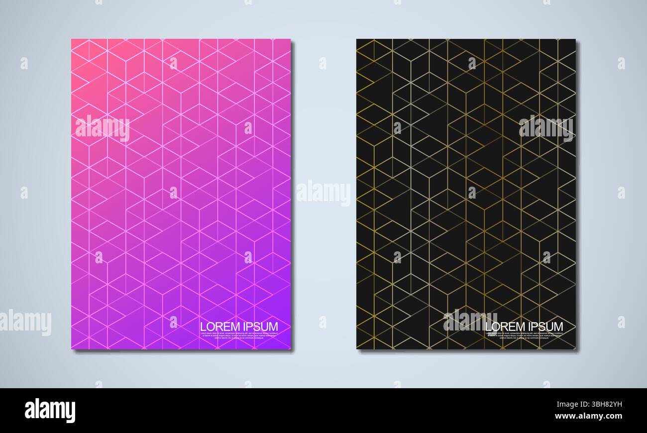 Abstract geometric covers and brochures with isometric vector blocks ...