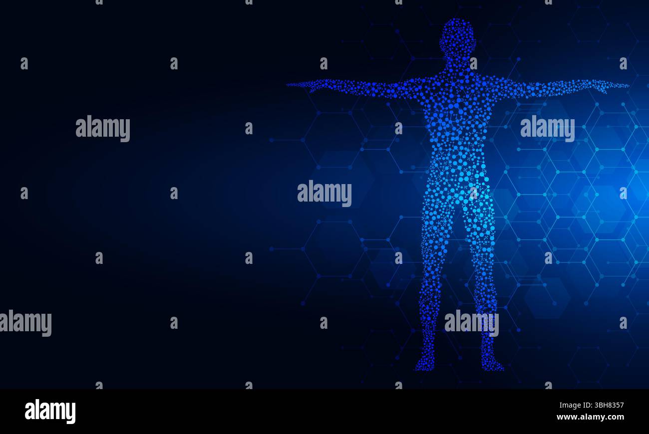 Vector illustration of the human body with structure molecules DNA. Concept and idea for ...