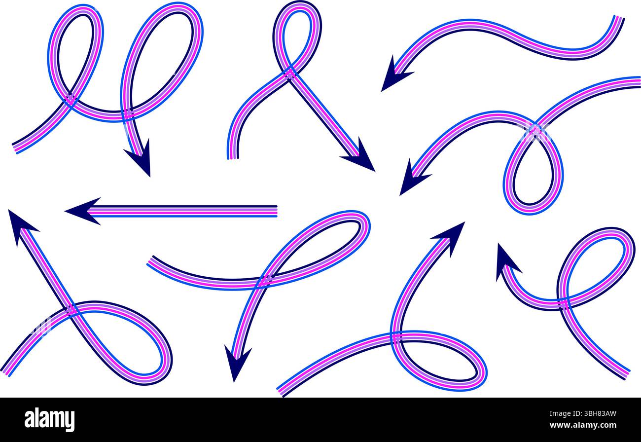 Set of arrows with a striped or multi-line effect featuring various ...