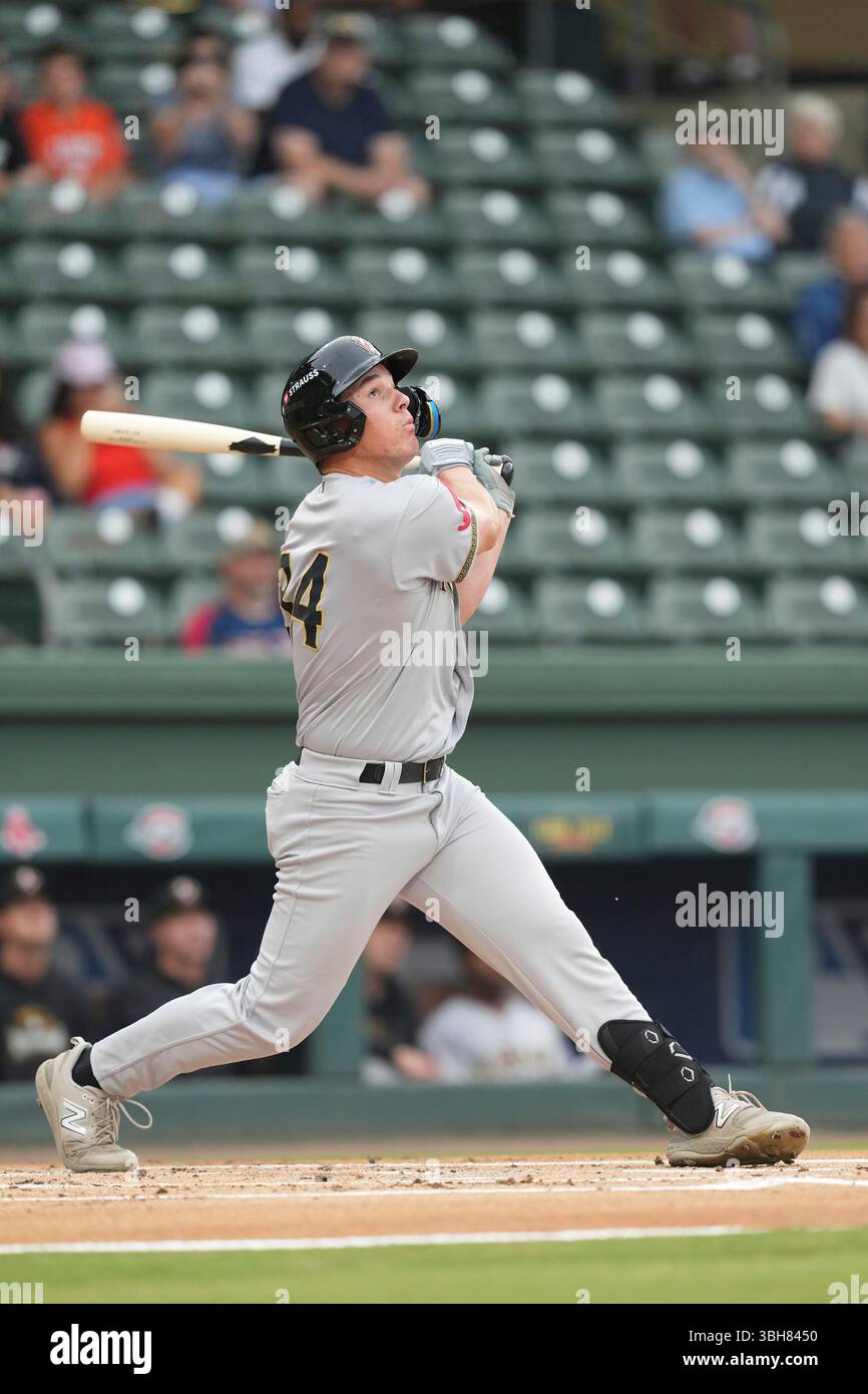 Titus Dumitru (34) of the Rome Emperors at bat in a South Atlantic ...