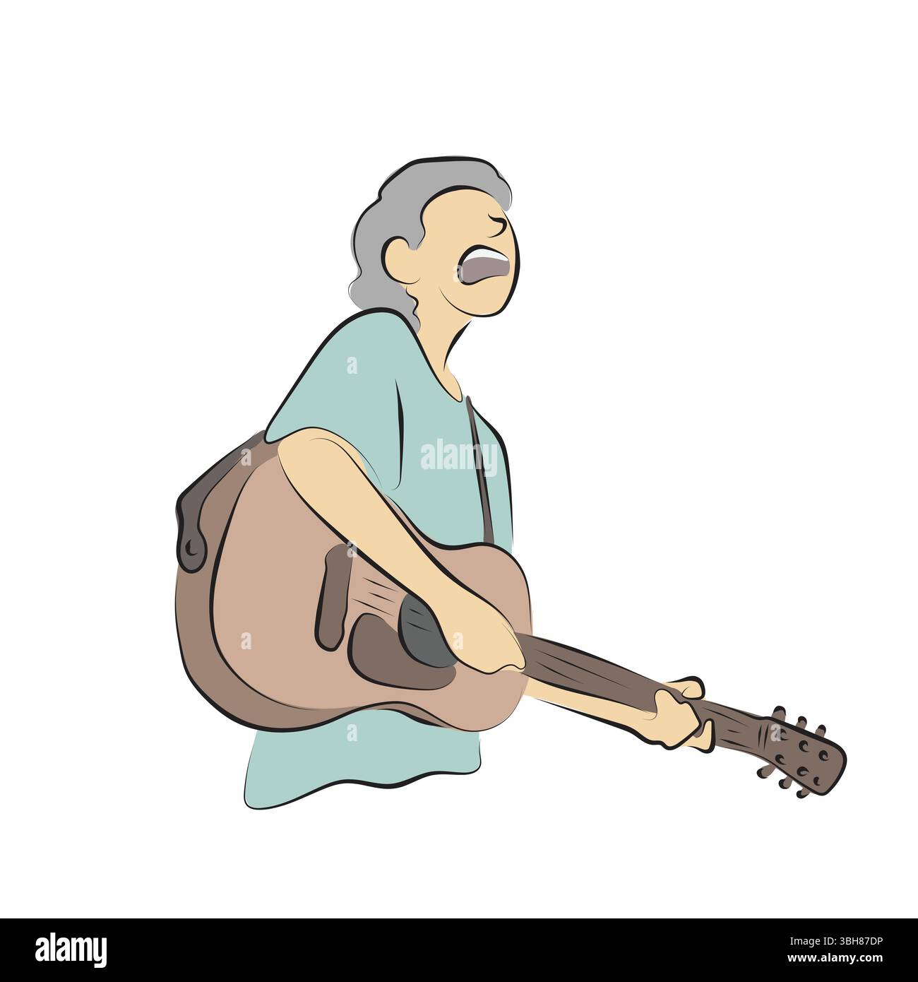 Young man drawn playing Cut Out Stock Images & Pictures - Alamy