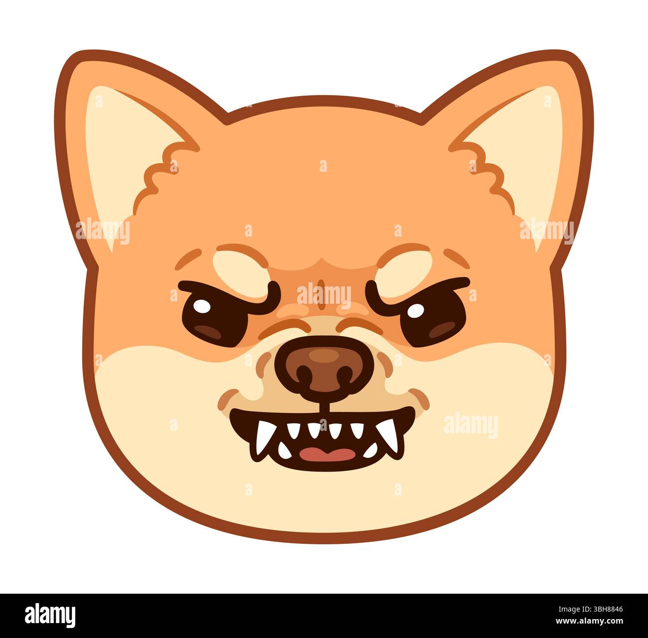 Funny cartoon angry Shiba Inu drawing, snarling and showing teeth ...