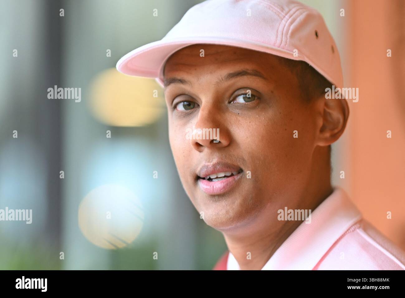 Stromae et sa femme Coralie is seen in the stands during French Open at ...