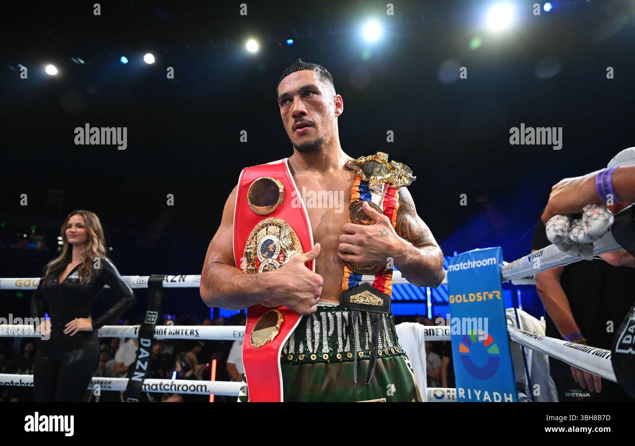Australian Jai Opetaia after defeating Claudio Squeo of Italy in the ...