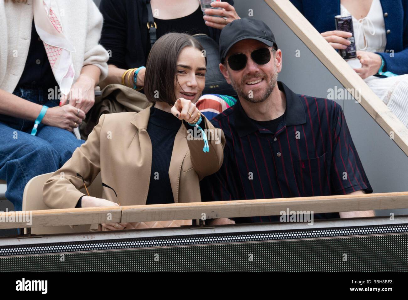 Paris, France. 8th June, 2025. Lilly Collins and Charlie McDowell ...