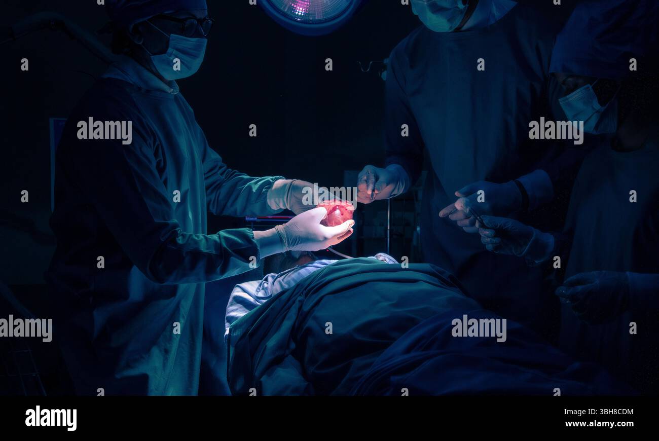 Professional Medical Doctors and team performing surgical operation in ...