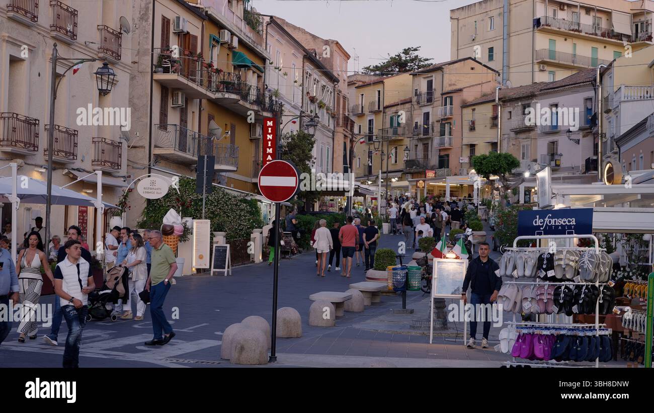 TROPEA, ITALY - JUNE 02, 2025 - Tourists walking in the pedestrian area ...