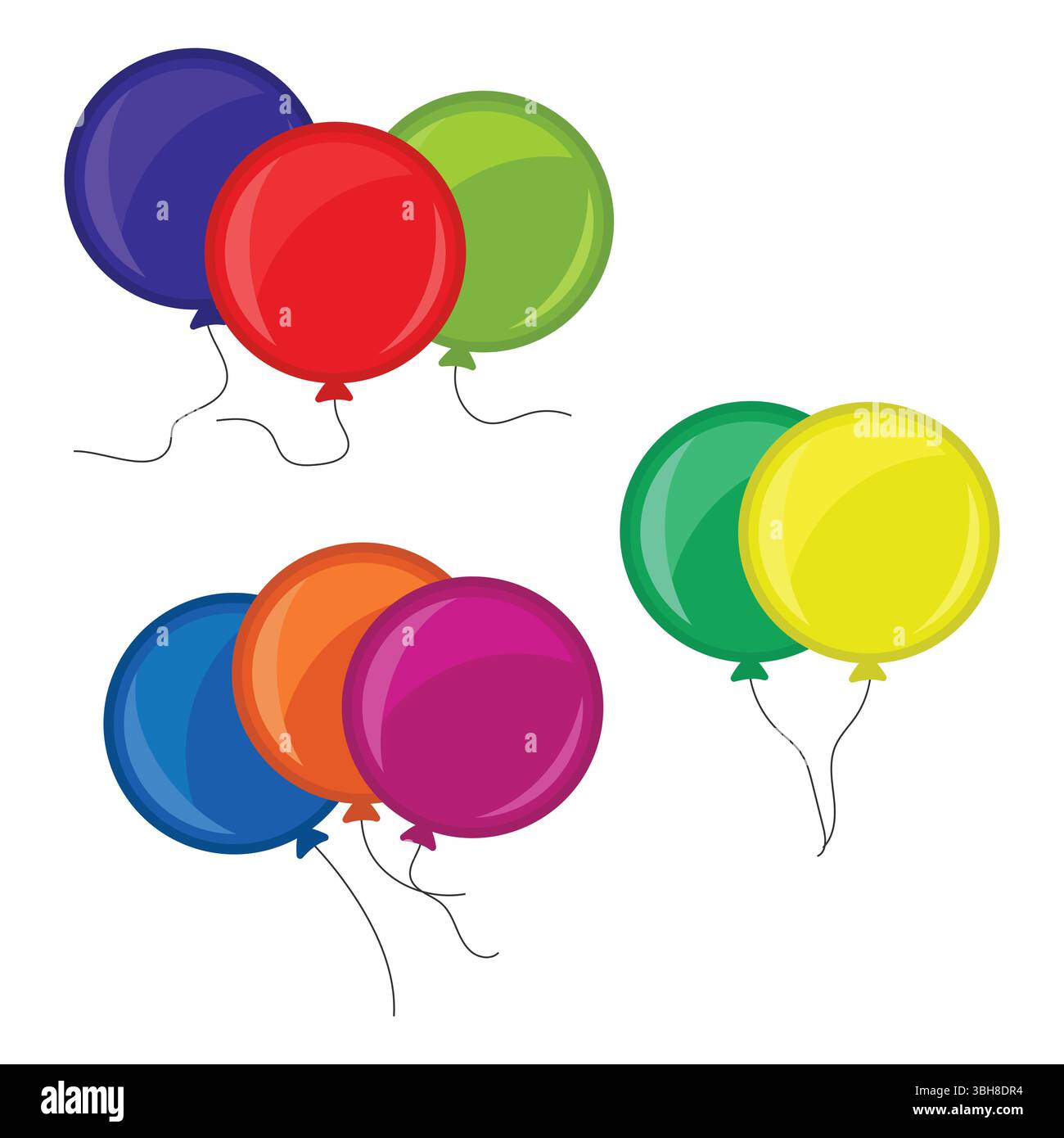 Bunches of several colour helium balloons. Vector illustration Stock ...