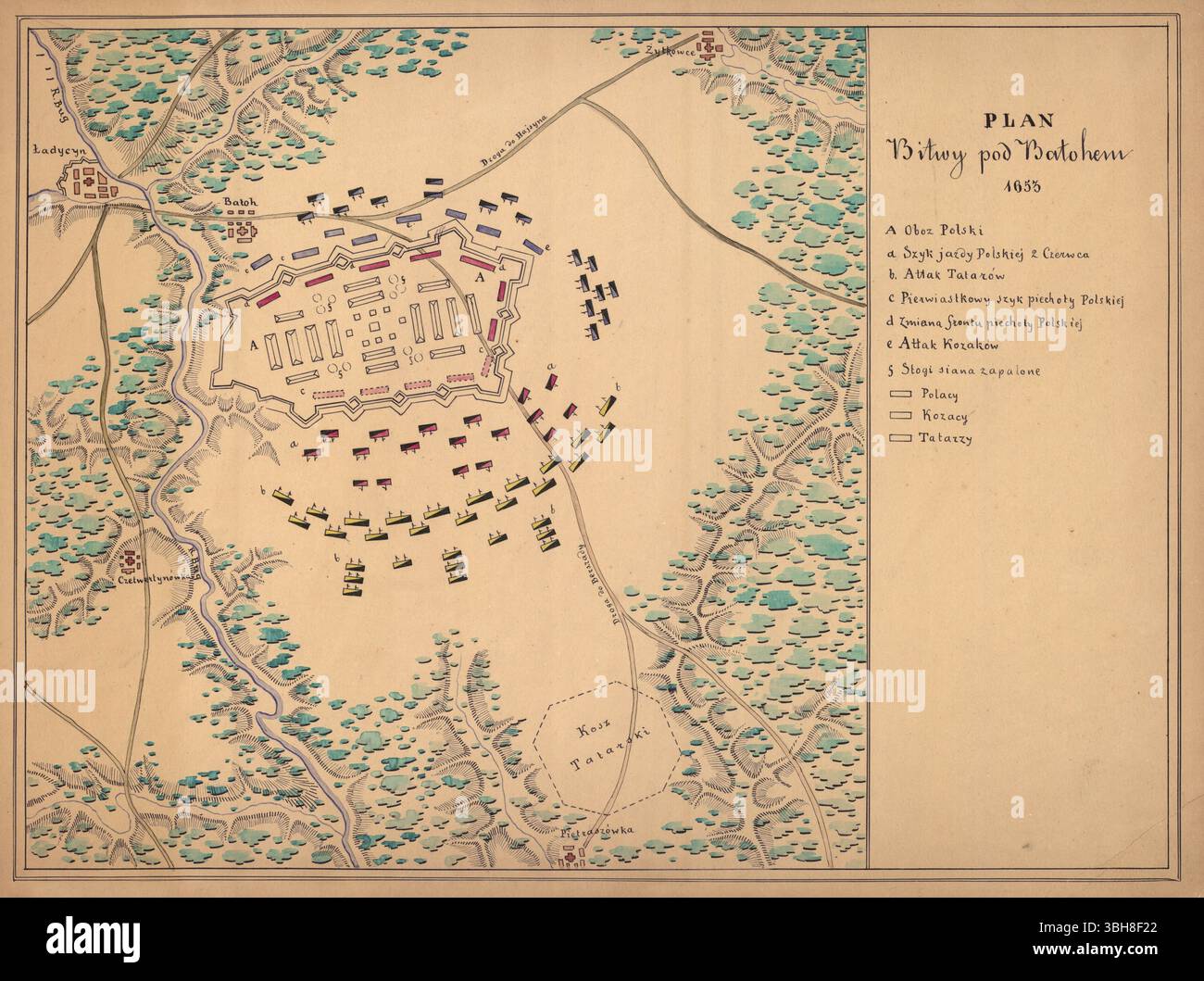 Plan of the Battle of Batoh/Batih 1653. fought between the Cossack ...