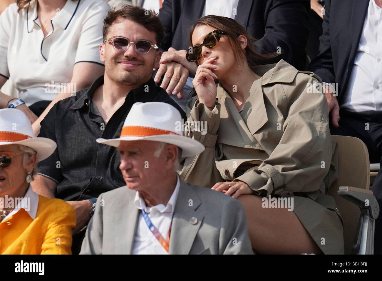 French rugby player Antoine Dupont watches the final match of the ...