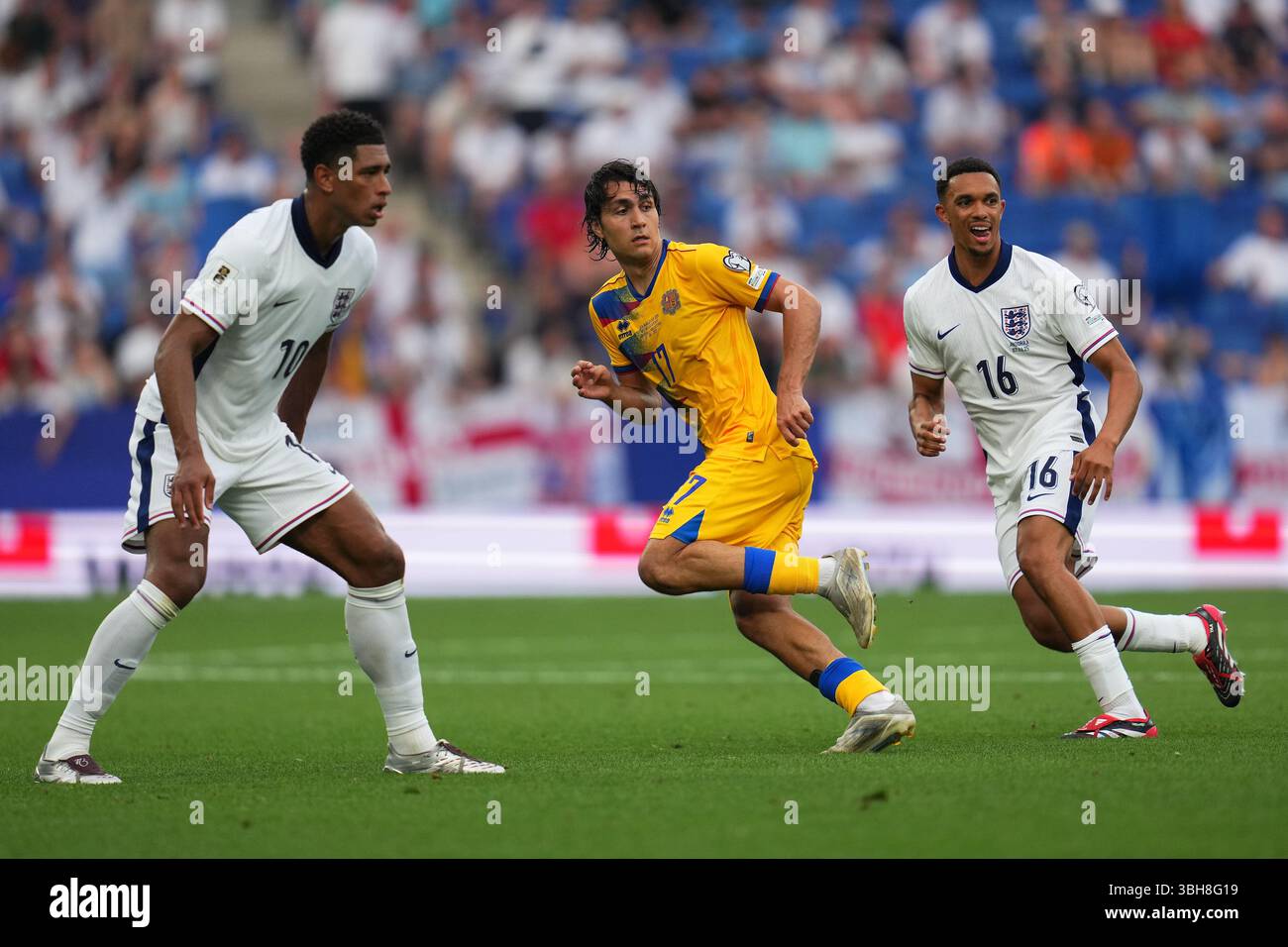 Joan Cervos of Andorra, Jude Bellingham and Trent Alexander-Arnold of ...