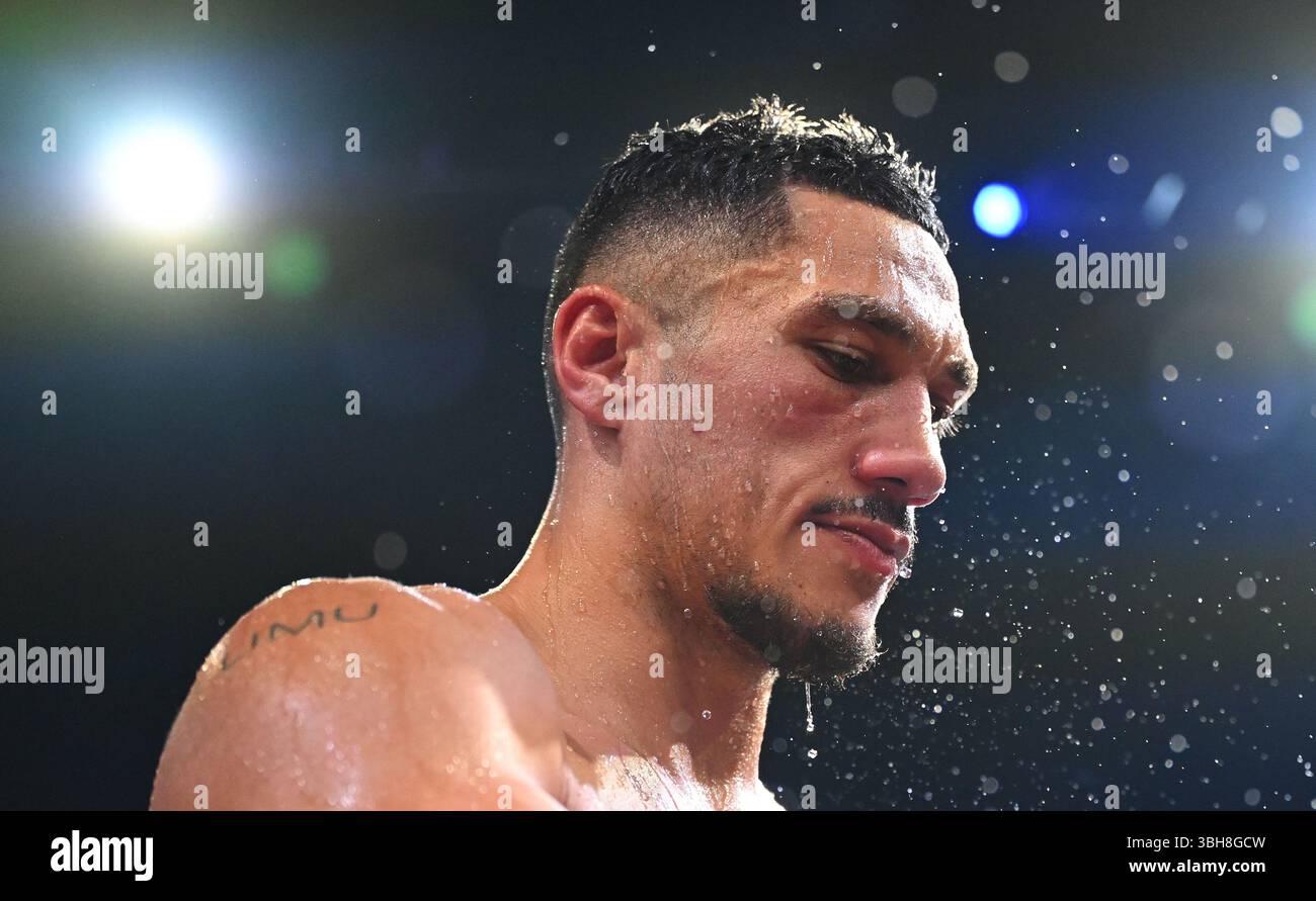 Australian Jai Opetaia after defeating Claudio Squeo of Italy in the ...