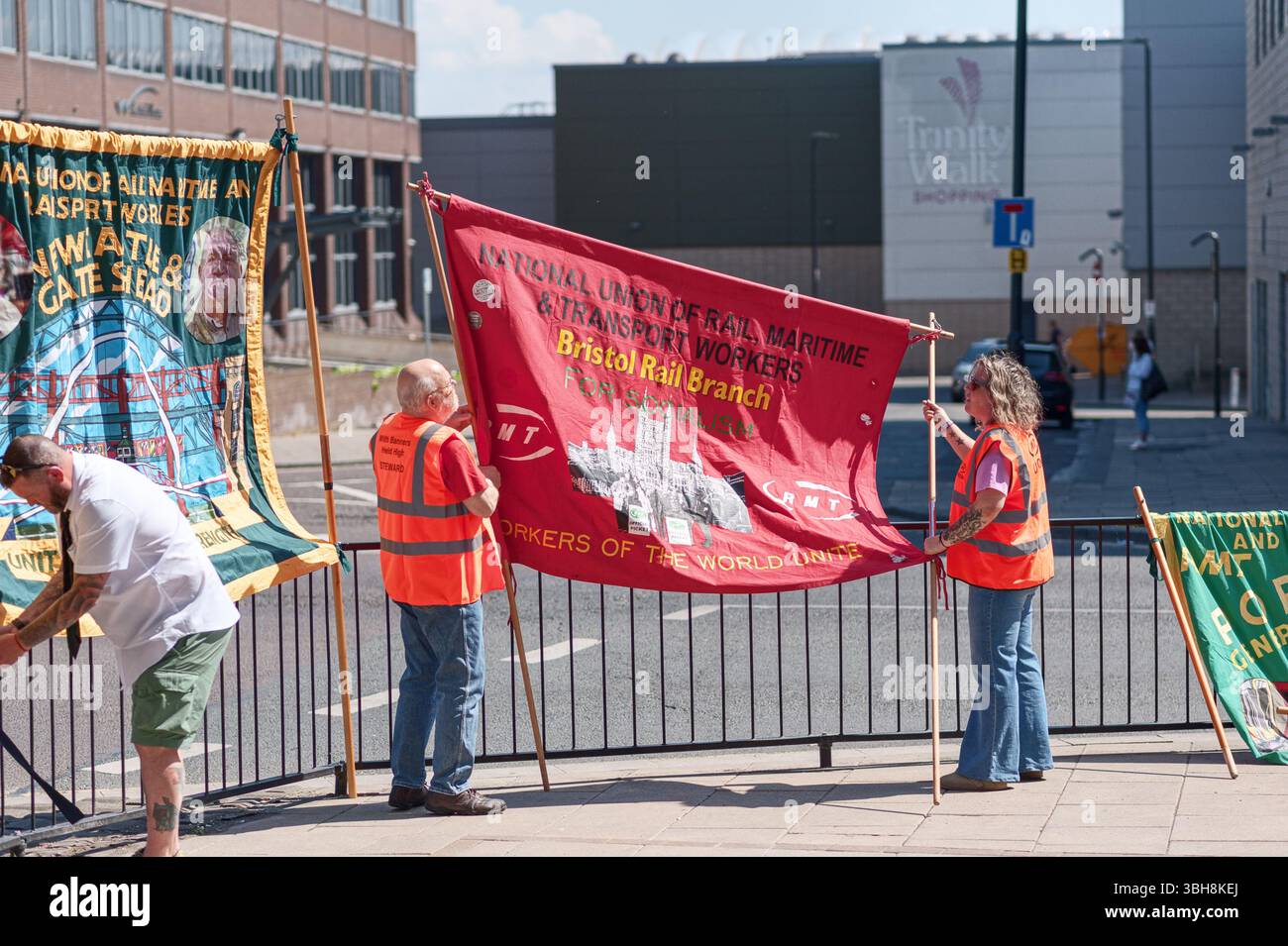 Wakefield, West Yorkshire, 10th May 2025, stewards hold an RMT Bristol ...