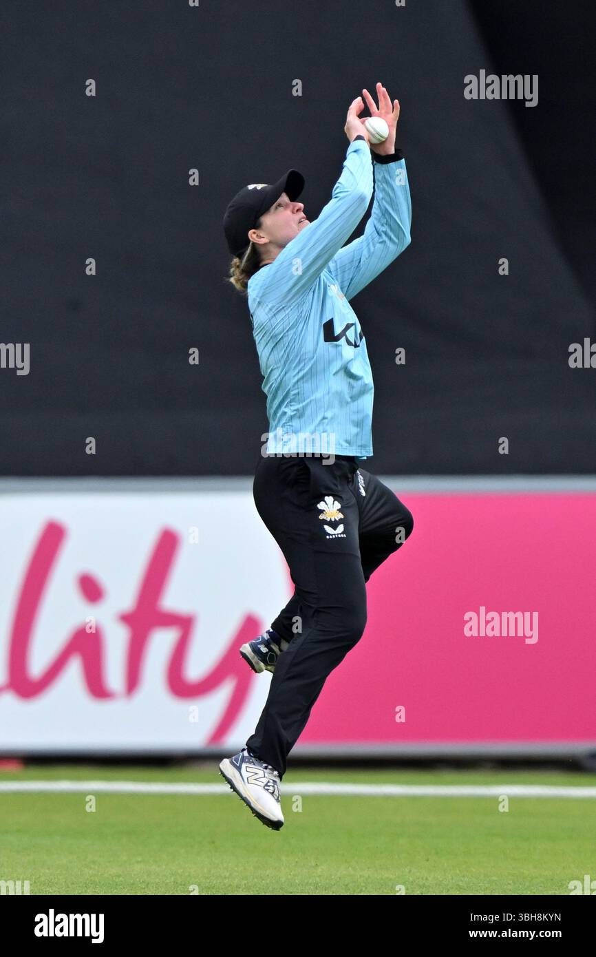 London, England 8th June, 2025 Paige Schofield of Surrey Women catches ...