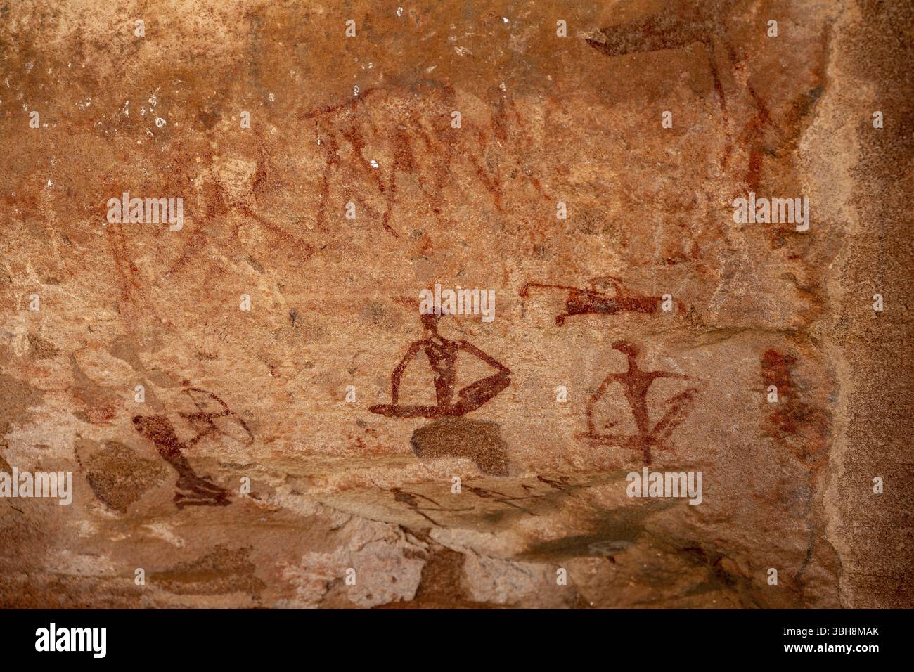 Depictions of people on a rock slab, petroglyphs, rock engravings ...
