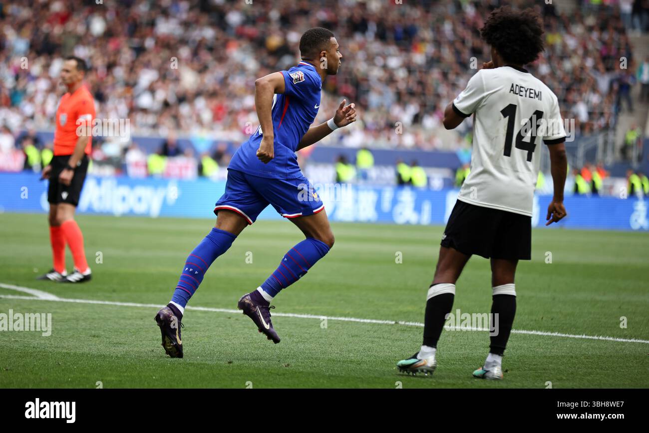 STUTTGART, GERMANY - JUNE 08: Kylian Mbappe of France celebrates as he ...