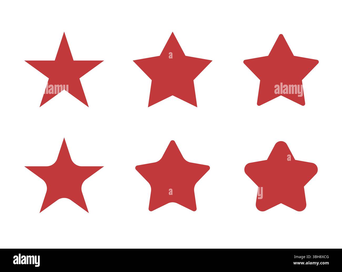 Set of Different Shapes of Red Stars isolated on white background Stock ...