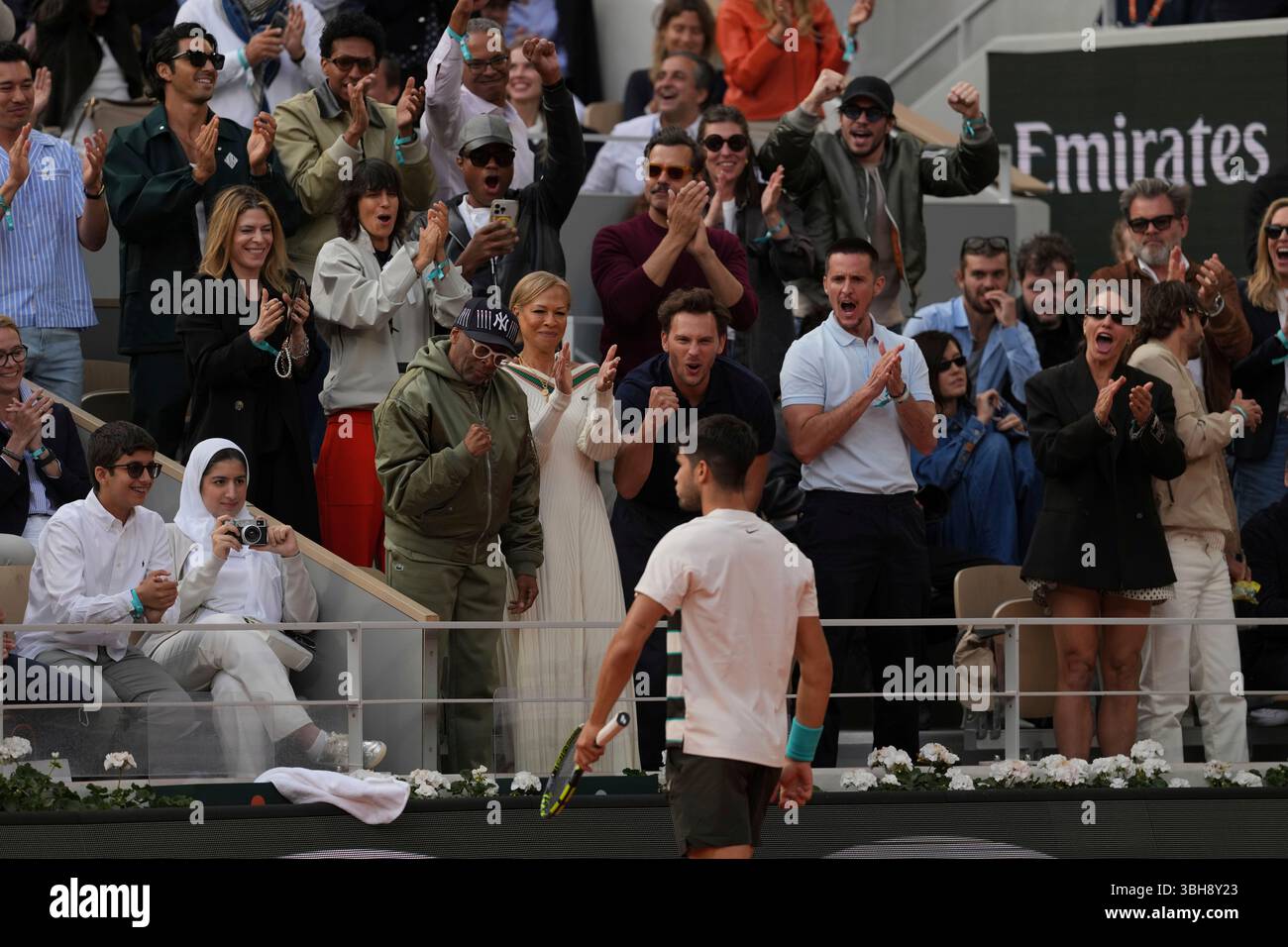 American movie director Spike Lee, first row third from left, gestures ...