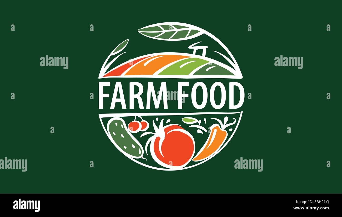The Farm food logo. Hand-drawn vector illustration Stock Vector Image ...
