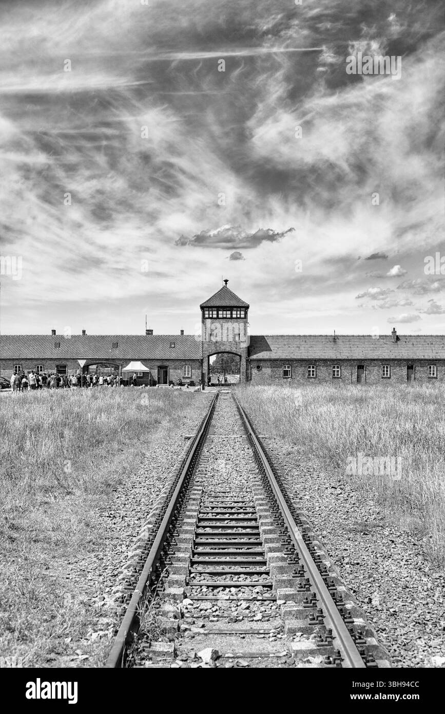 entrance for trains at auschwitz birkenau in poland Stock Photo - Alamy