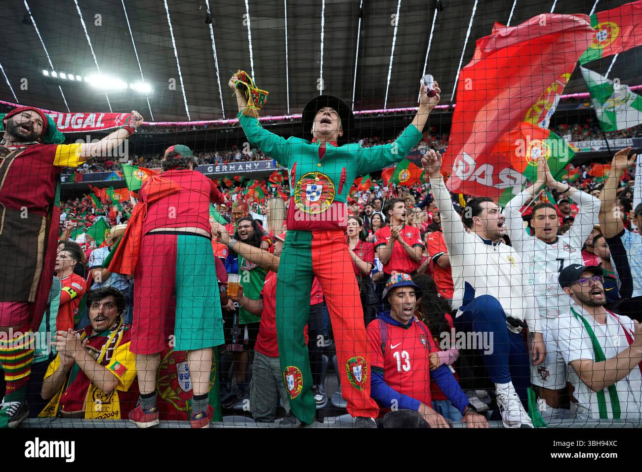 Fans one Portugal cheer for their team prior to the Nations League ...