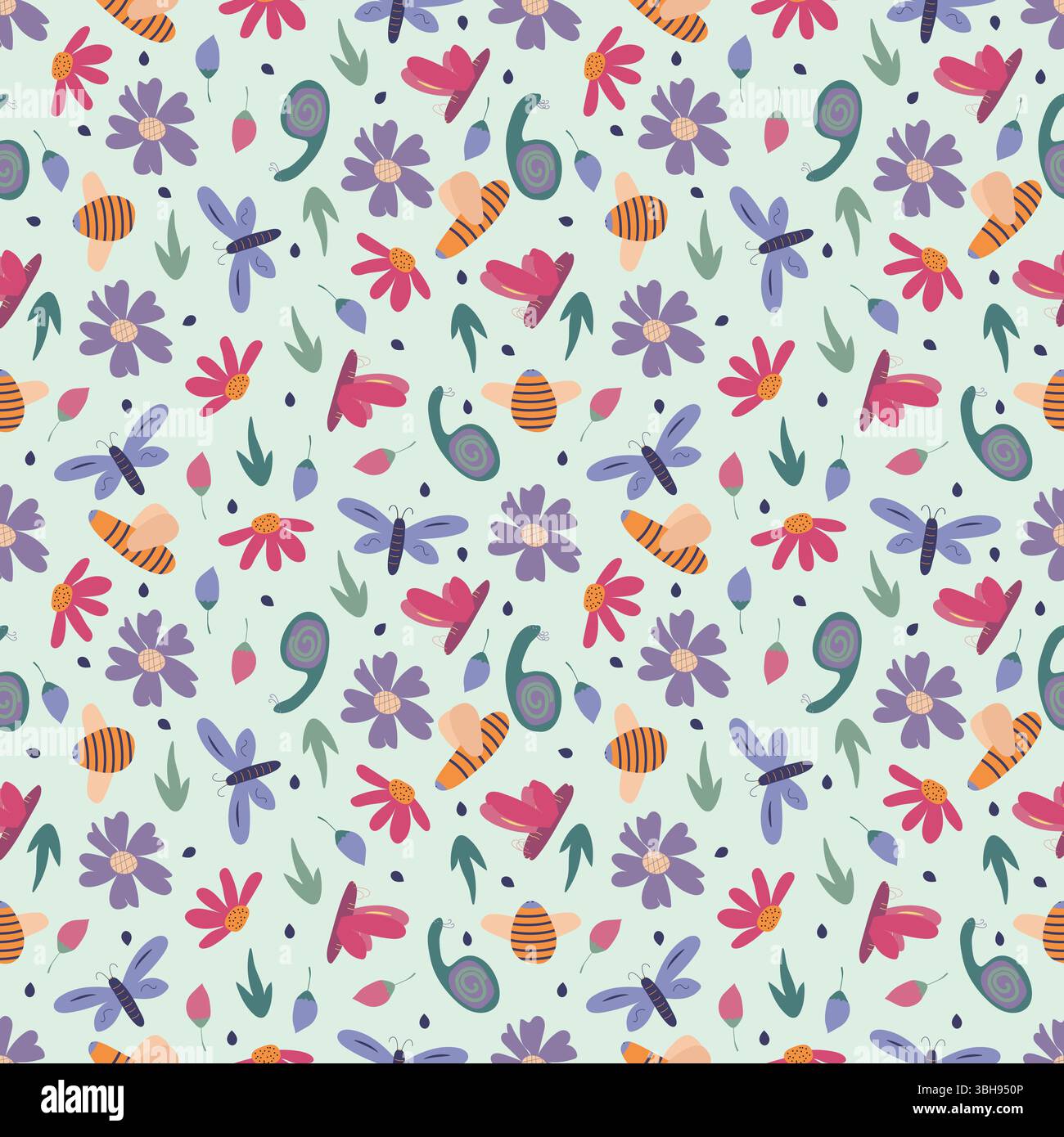 Flower butterfly nature pattern Stock Vector Images - Alamy