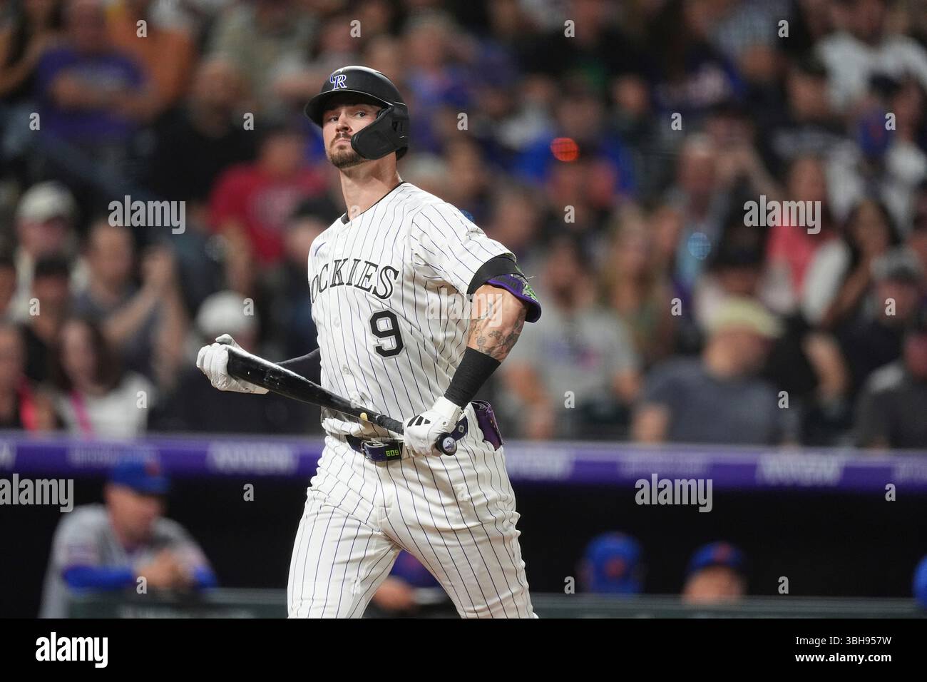 Colorado Rockies center fielder Brenton Doyle (9) in the sixth inning ...
