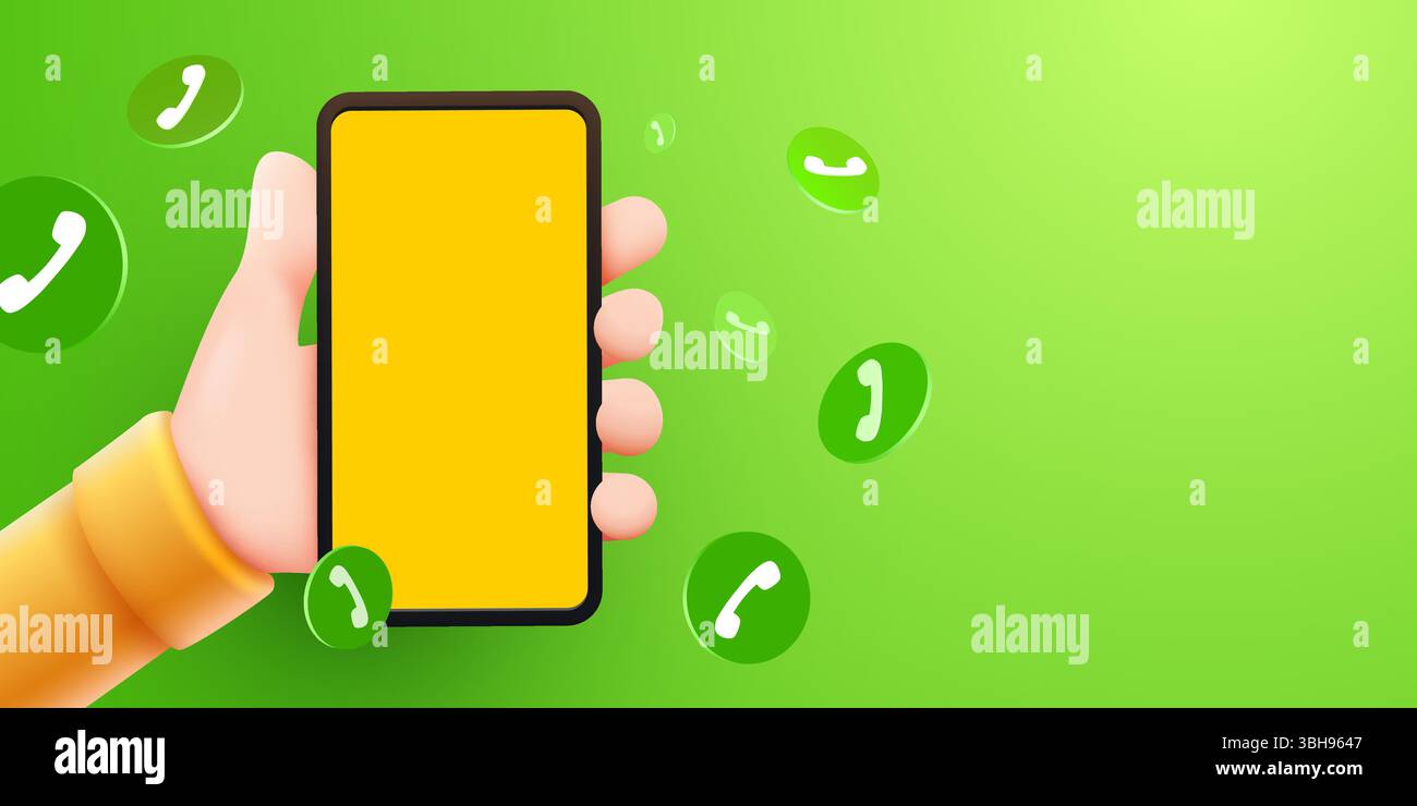 Cute hand holding phone. Phone call. Vector illustration Stock Vector ...