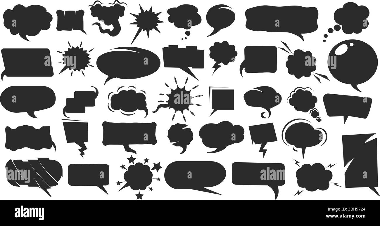 Black speech bubbles Stock Vector Image & Art - Alamy