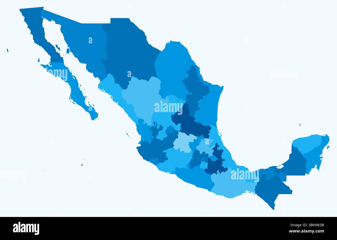 Map of Mexico with regions. Just a simple country border map with ...