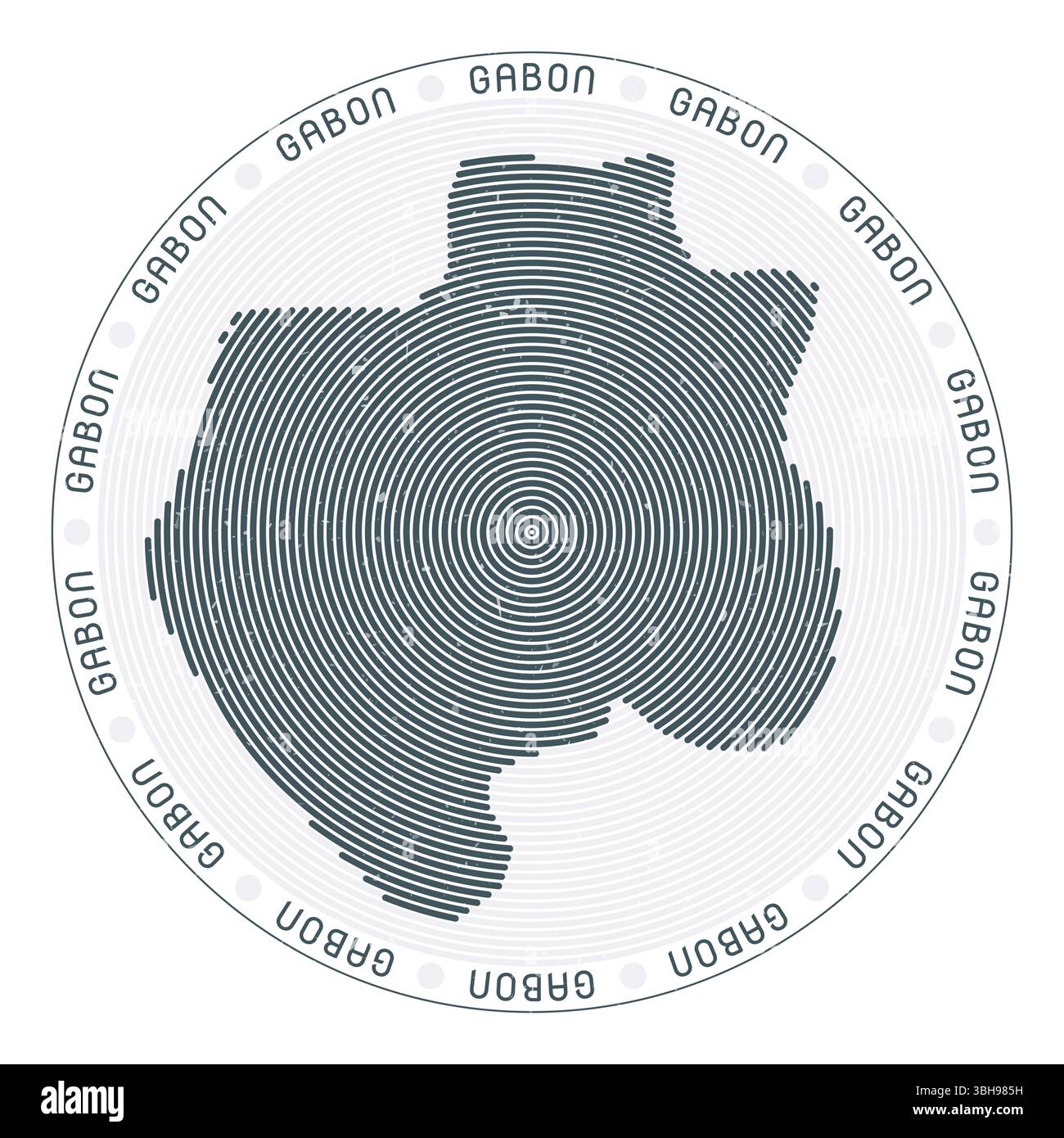 Gabon shape radial arcs. Country round icon. Gabon logo design poster ...