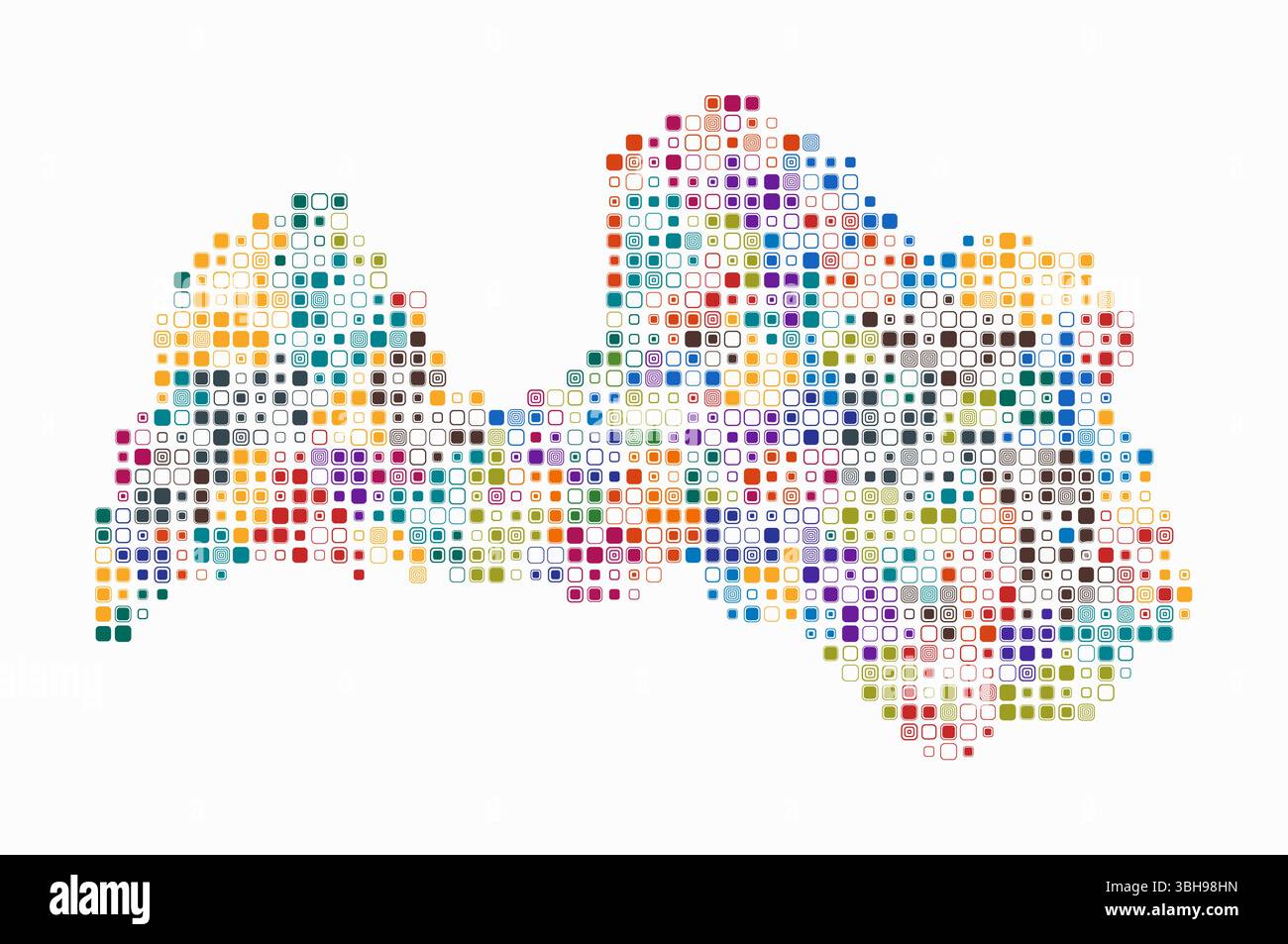Latvia, shape of the country built of colored cells. Digital style map ...