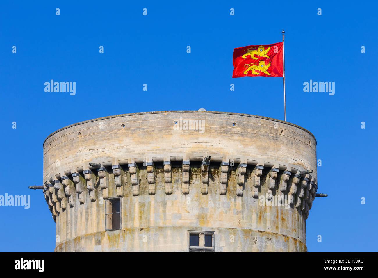 The Norman flag flying proudly over Chateau de Falaise (12th-13th ...