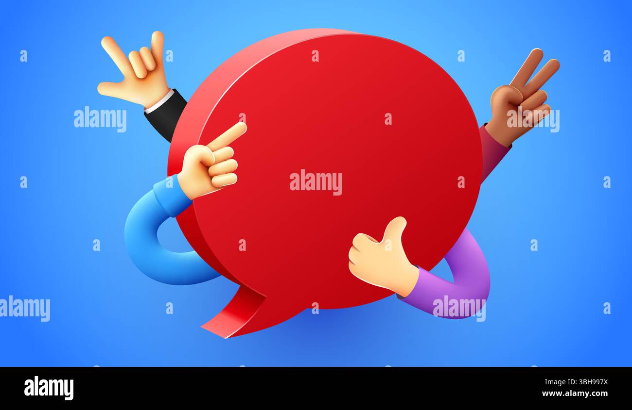 Cartoon hands and chat bubble. Vector illustration Stock Vector Image ...