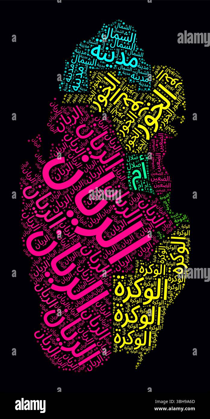 Qatar Word Cloud. Region names of the country in the Arabic language ...
