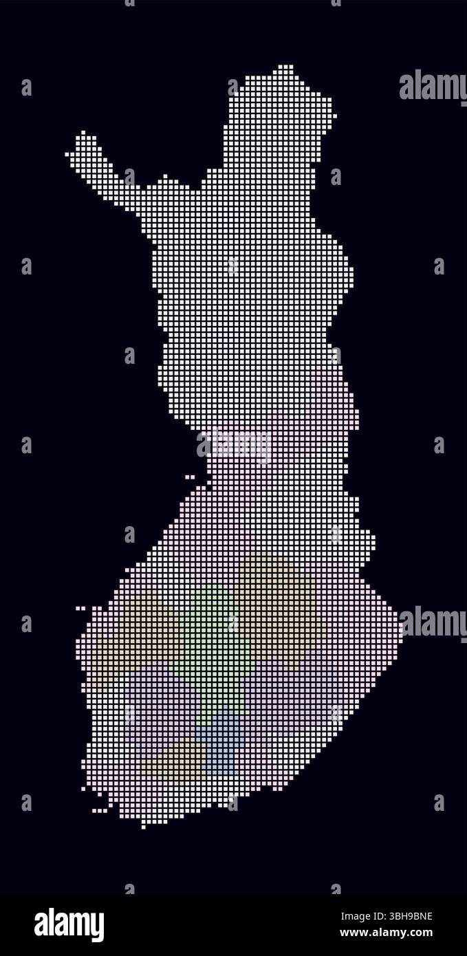 Finland dotted map. Digital style map of the country on dark background ...