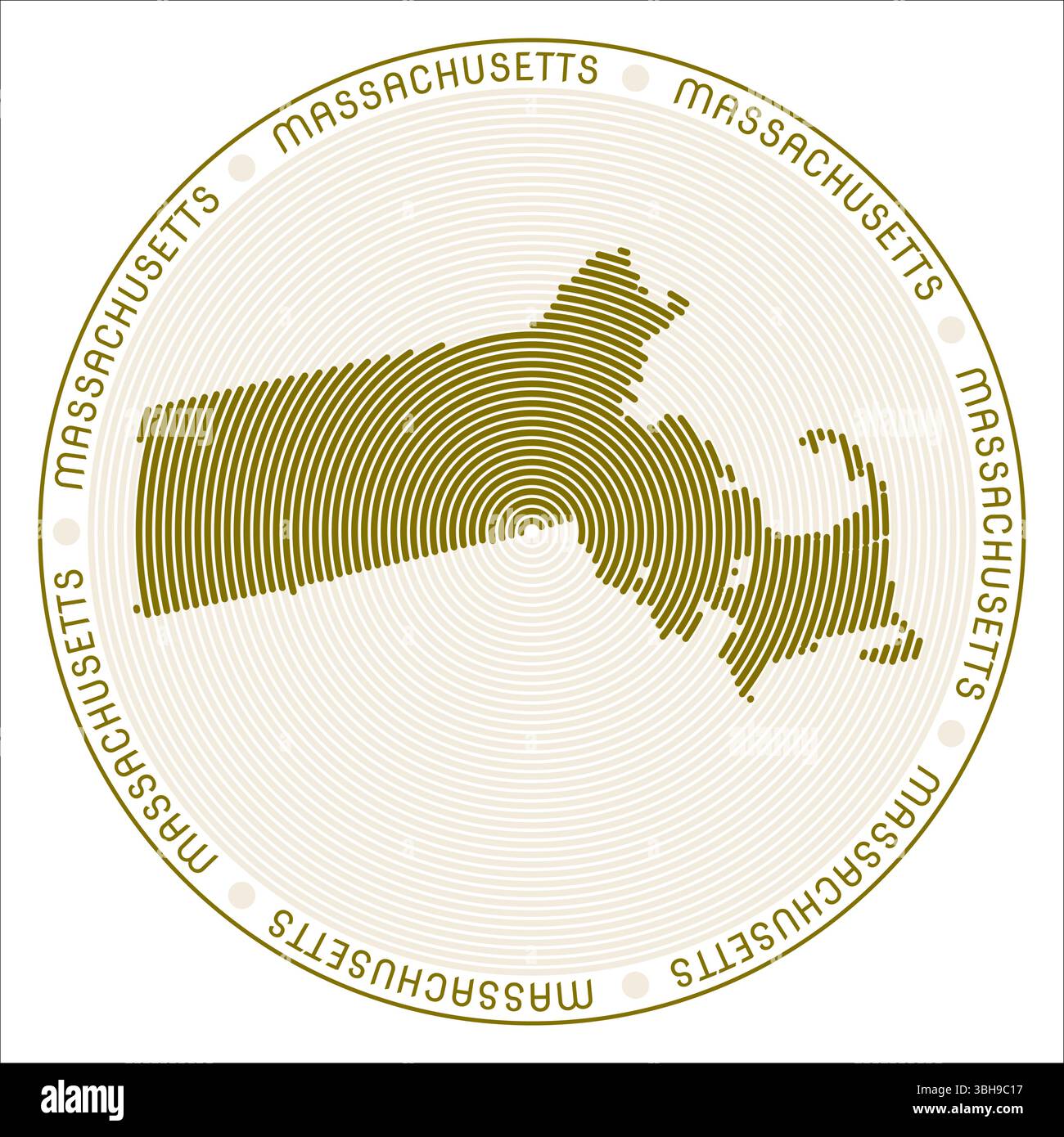 Massachusetts round logo design. State shape build of rings ...