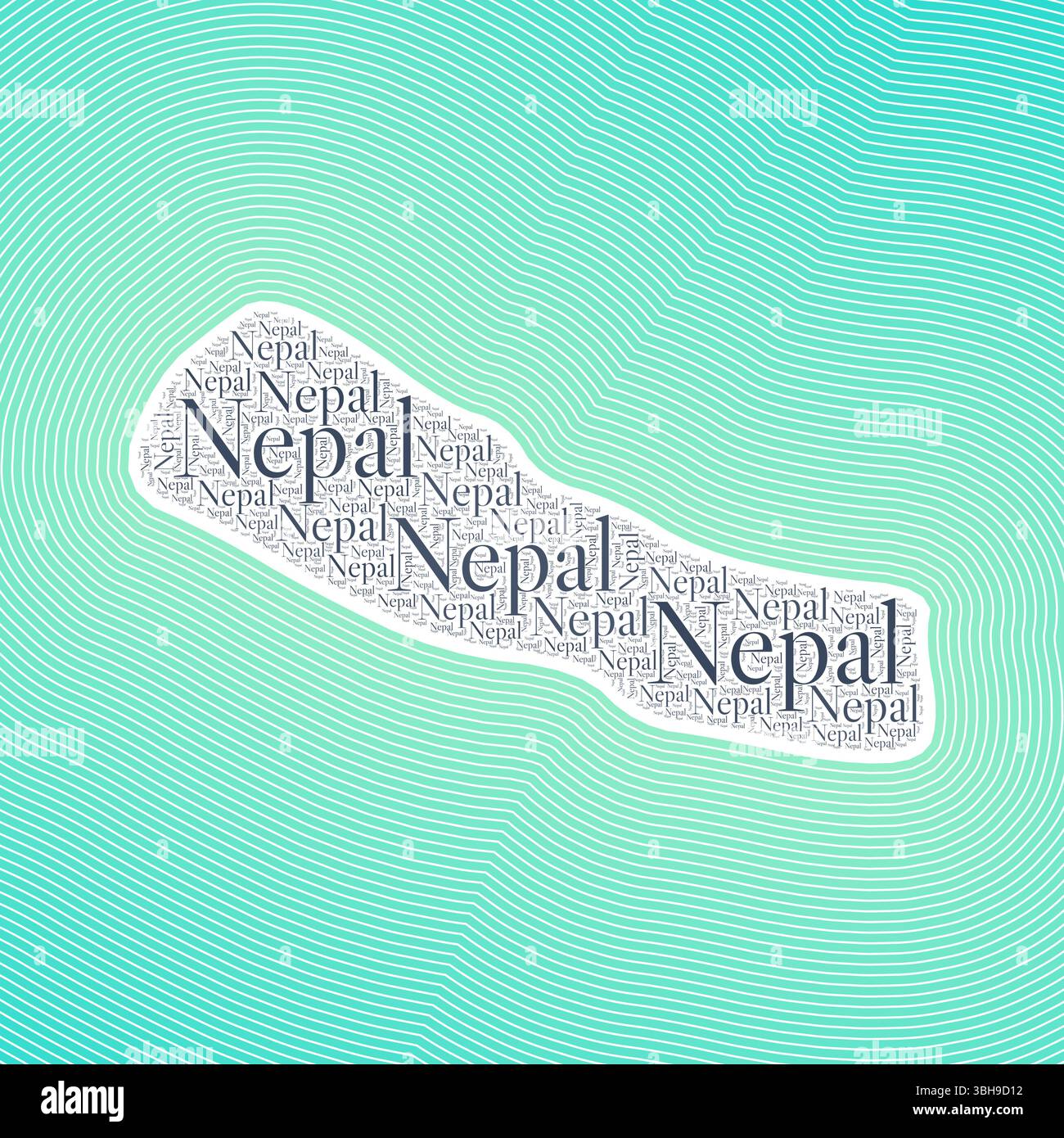 Nepal shape formed by country name in multiple languages. Nepal border ...