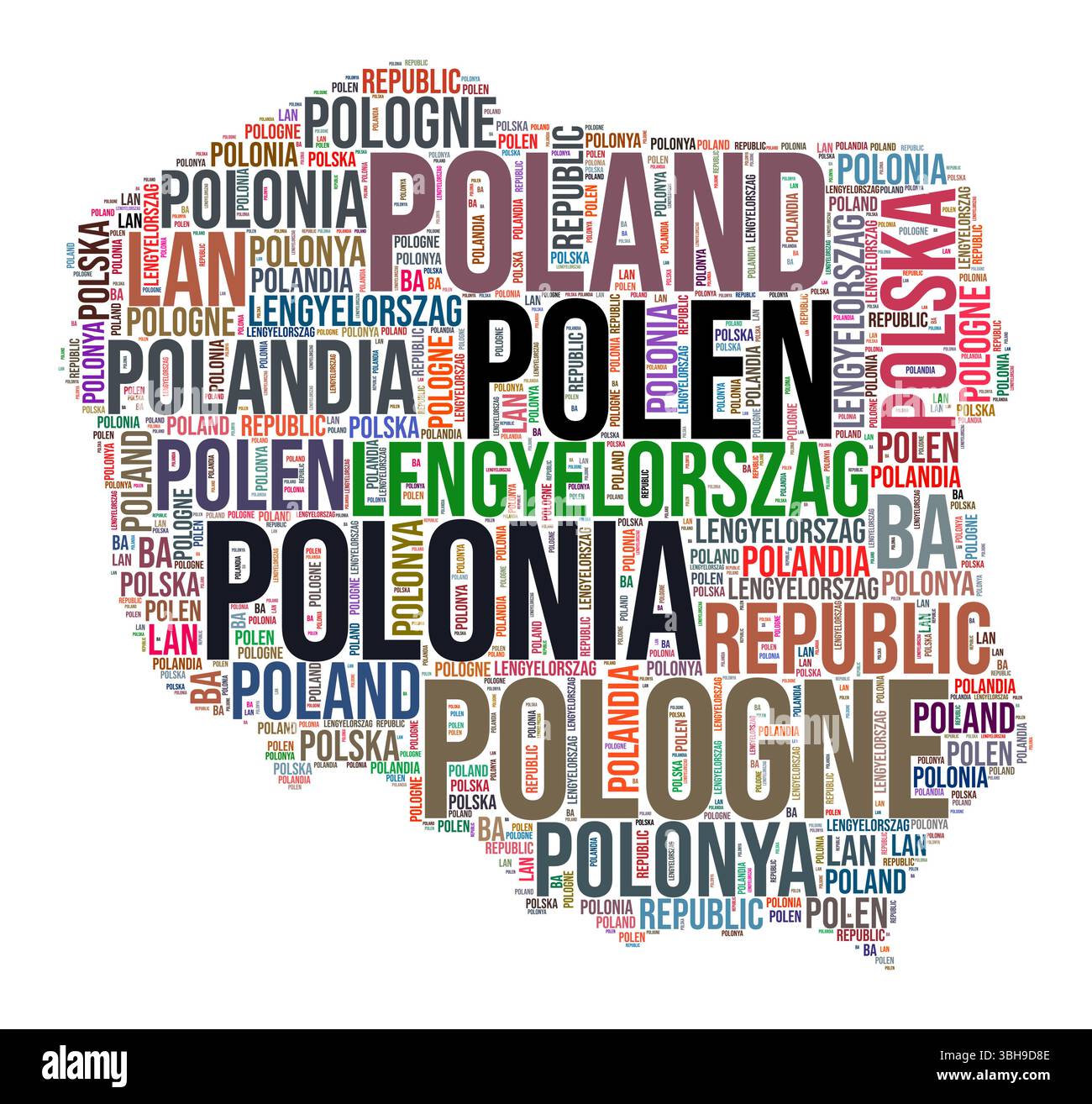 Poland country shape word cloud. Typography style country illustration ...