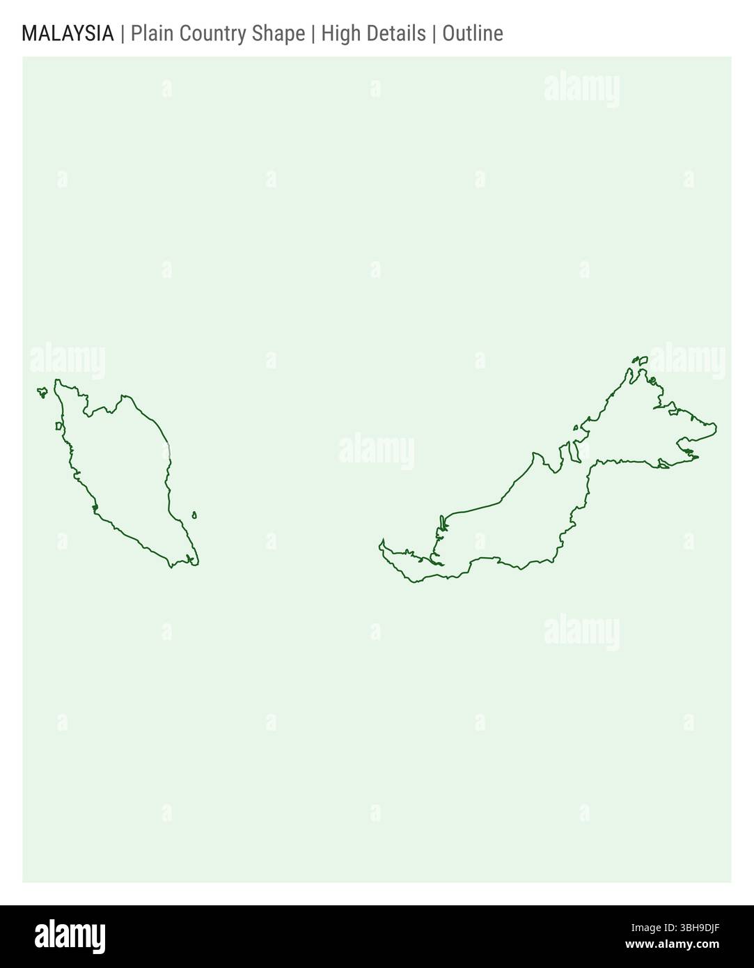 Malaysia plain country map. High details. Outline style. Shape of ...