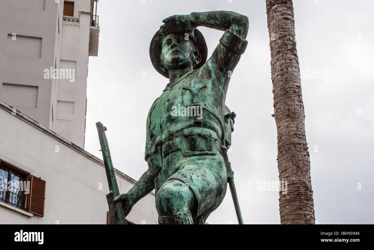 Gibraltar, UK - July 27th 2019: Bronze statue of Gibralter Defence ...