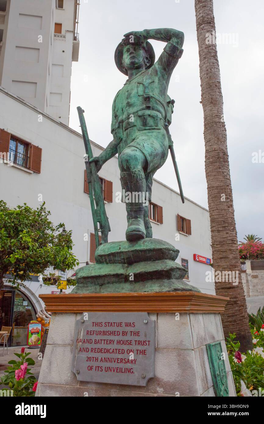 Gibraltar, UK - July 27th 2019: Bronze statue of Gibralter Defence ...