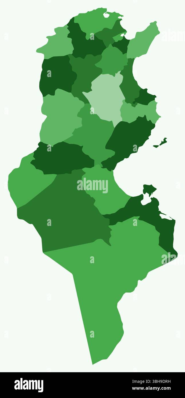 Map of Tunisia with regions. Just a simple country border map with ...
