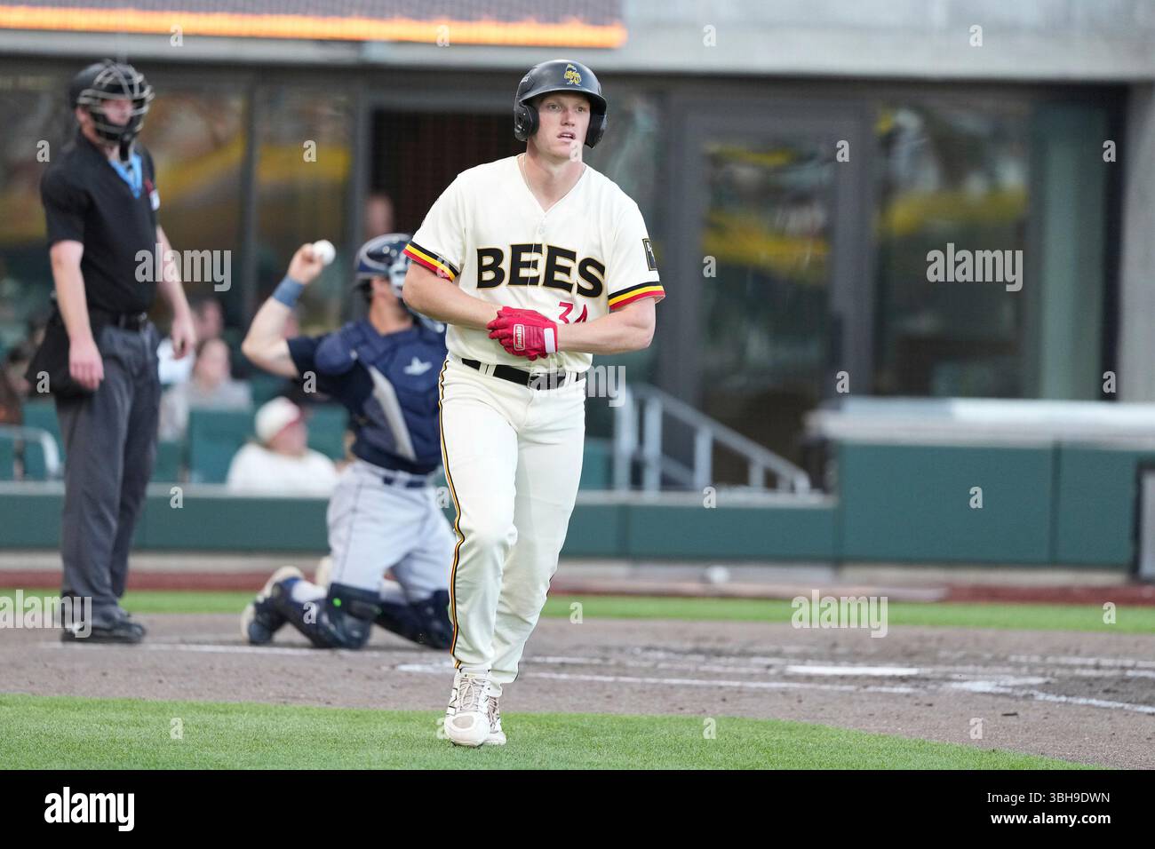June 7 2025: Salt Lake center fielder Tucker Flint (34) takes a walk ...