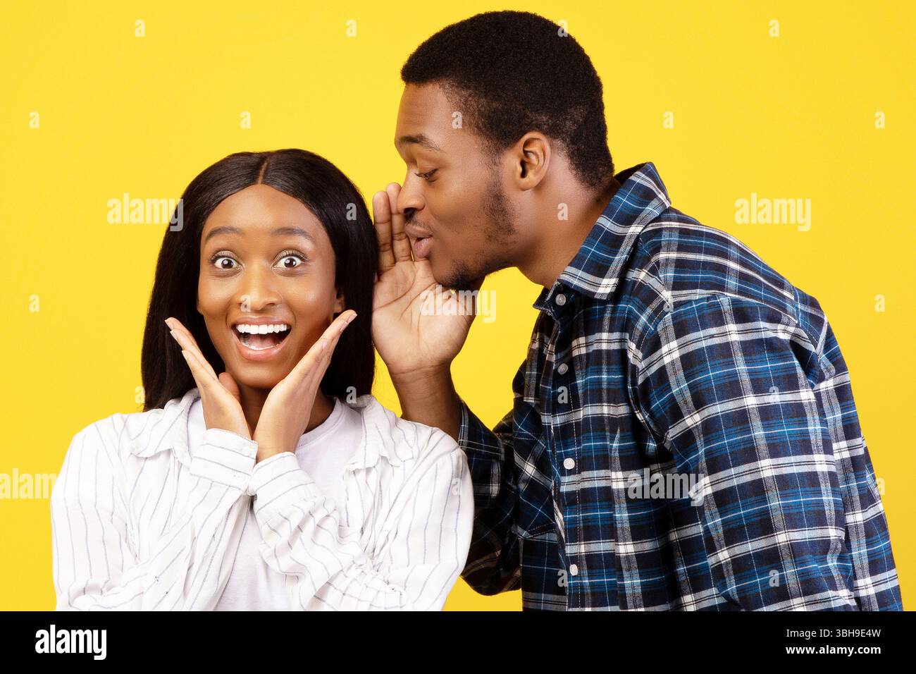 Gossip, secrets and emotions of couple friends Stock Photo - Alamy