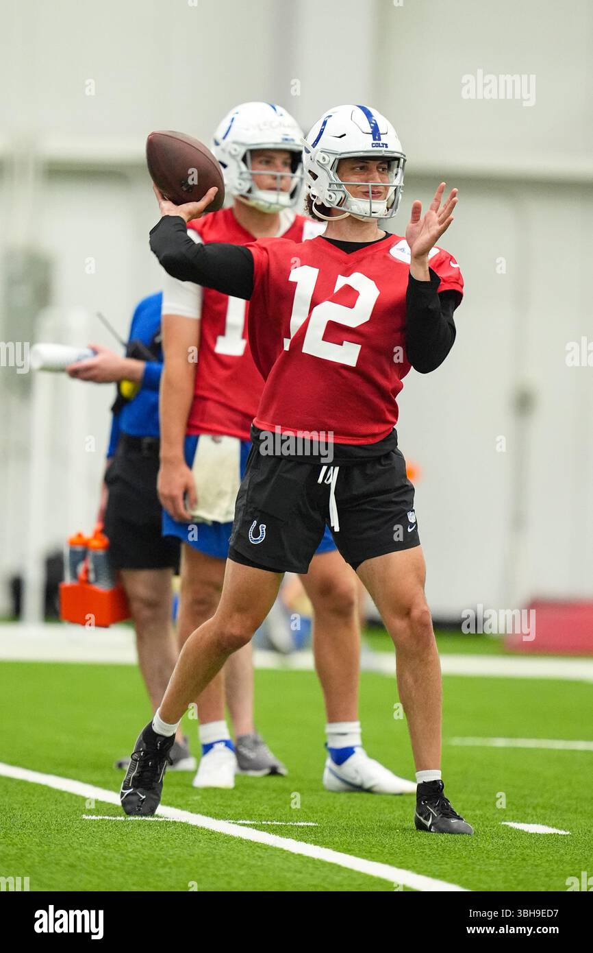 Indianapolis Colts quarterback Jason Bean (12) throws during practice ...